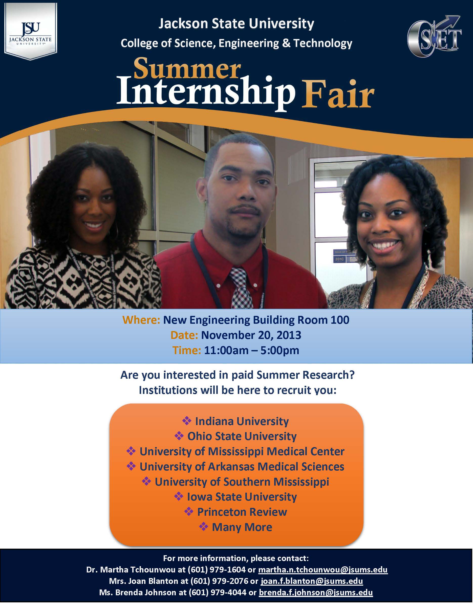 CSET to host Summer Internship Fair - JSU Newsroom