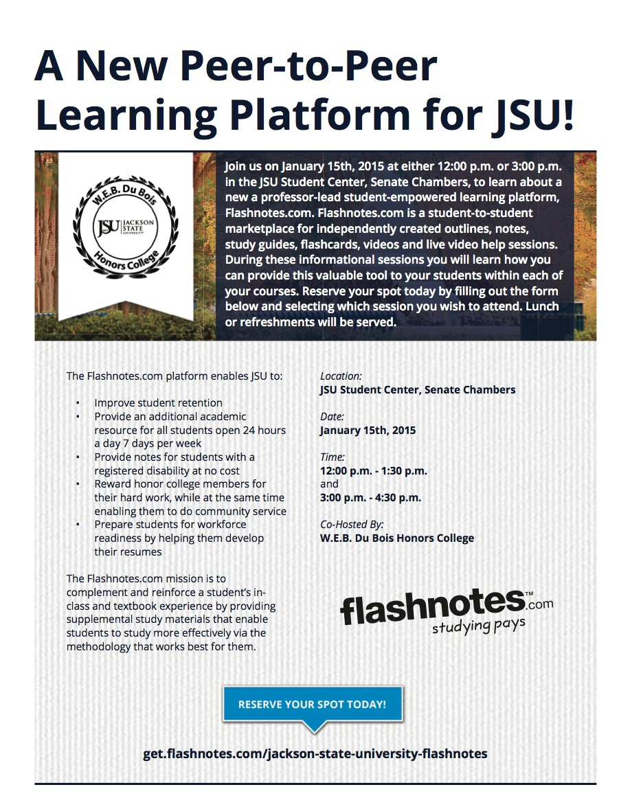 Flashnotes founder, CEO to visit JSU on Thursday for faculty sessions ...